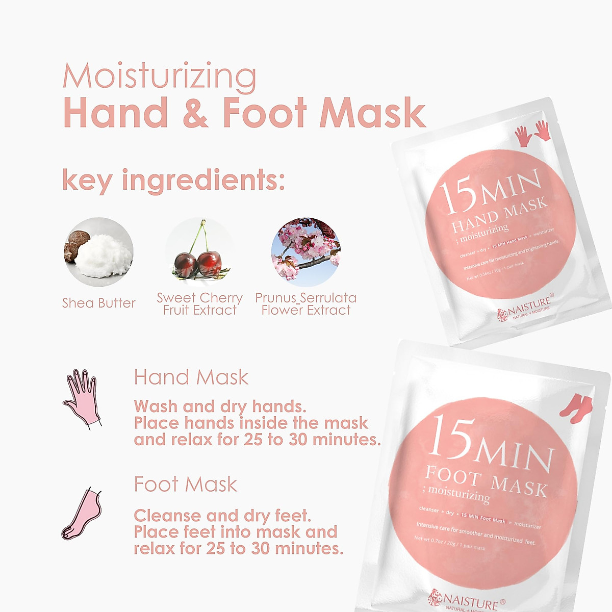 Spa Kit for Women-Korean Skincare Set Includes home spa essentials like a hair mask, hand and foot masks, eye mask, facial masks. Pamper yourself with 15 MIN PAMPER ME KIT by [NAISTURE]
