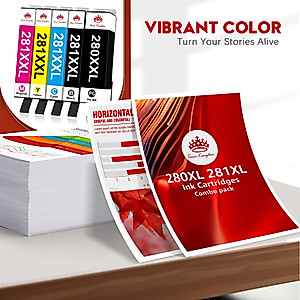 Toner Kingdom Compatible Ink Cartridge Replacement for Canon 280 281 PGI-280XXL CLI-281XXL PGI 280 CLI 281 XXL Ink for PIXMA TR7520 TR8520 TS6120 TS6220 TS6320 TS8120 TS9120 TS9520 Printer (5 Pack)