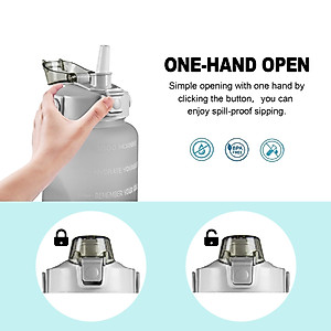 EYQ 64oz Leakproof Free Drinking Water Bottle with Motivational Time Marker BPA Free for Fitness, Gym and Outdoor Sports (Black/Gray Gradient)