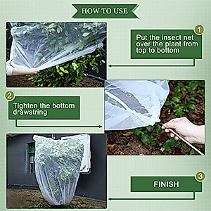 Bird Barrier Netting Mesh with Drawstring Plant Netting Cover Garden Protection from Animals Large Fruit Netting Cover for Protecting Plant Tree Vegetables Flowers from Bird (2 Pcs, 5.25 x 7.58 Ft)