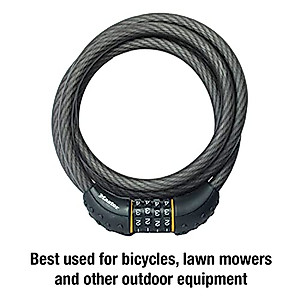 Master Lock Cable Lock, Set Your Own Combination Bike Lock, 6 ft. Long, Black, 8122D