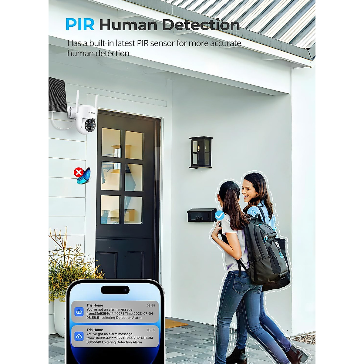 ANBIUX 2.5K 4MP Solar Security Cameras Wireless Outdoor, Solar Cameras for Home Security Outside, 2.4Ghz WiFi Camera with PIR Detection, Color Night Vision, 2-Way Audio, Siren, IP66, Events Recording