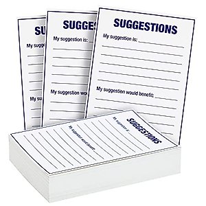 Best Paper Greetings 100-Sheet Bulk Suggestion Box Cards, 4 x 6 Blank Refill Forms for Customer Feedback, Comment, Benefits, Improvement for Small Businesses Supplies, Restaurants, Church, School