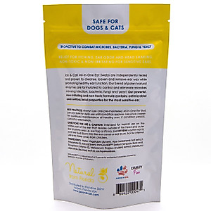 JAX & CALI All-in-One Ear Swabs for Dogs and Cats, All Natural Ear Cleaner for Relief of Itching and Odor, for Healthy Ear Function, 40 Pre-Moistened Ear Cleaners