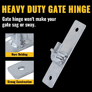 VIVIDA Wall Mount Gate Hinge 4 PCS, Heavy Duty Flat Back Farm Gate Hinge with 5/8" Pin, Chain Link Fence Parts, Galvanized Steel