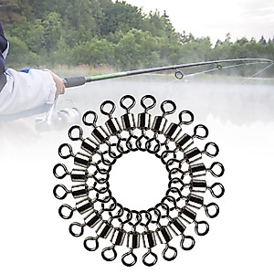 100pcs Fishing Barrel Swivels, Rolling Swivels Stainless Steel Swivels Fishing Tackles Black Nickel Ball Bearing Swivels for Freshwater Saltwater Fishing 12#