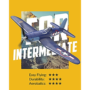 VOLANTEXRC RC Plane for Beginners, 4CH WWII RC Airplane F4U Corsair with Aileron, 2.4Ghz Remote Control Plane with Xpilot Self Righting&One Key Aerobatic&Upgraded Canopy (761-8V2 RTF)