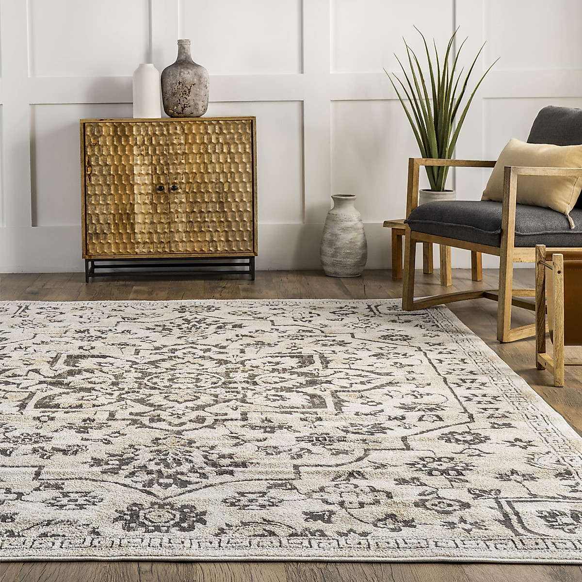 nuLOOM Cassy Floral Medallion Area Rug, 4x6, Grey