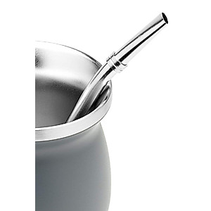 BALIBETOV Premium Mate Kit - 1 Natural Calabash Mate Cup, 1 Modern Stainless Steel Mate Cup, 3 Bombillas (Mate Straw) and 2 Cleaning Brush - All Included.