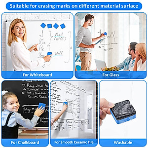 EAONE 40 Pack Dry Erase Erasers, Magnetic Whiteboard Erasers Mini Dry Eraser Chalkboard Cleansers Bulk for Kids Classroom, Home and Office School Supplies (Blue, 1.97 x 1.97 inch)