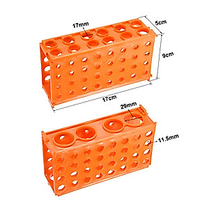 uxcell 4 Way Tube Rack Polypropylene 80-Well Orange for 0.5ml, 1.5ml, 1.8ml, 10ml, 15ml, 50ml