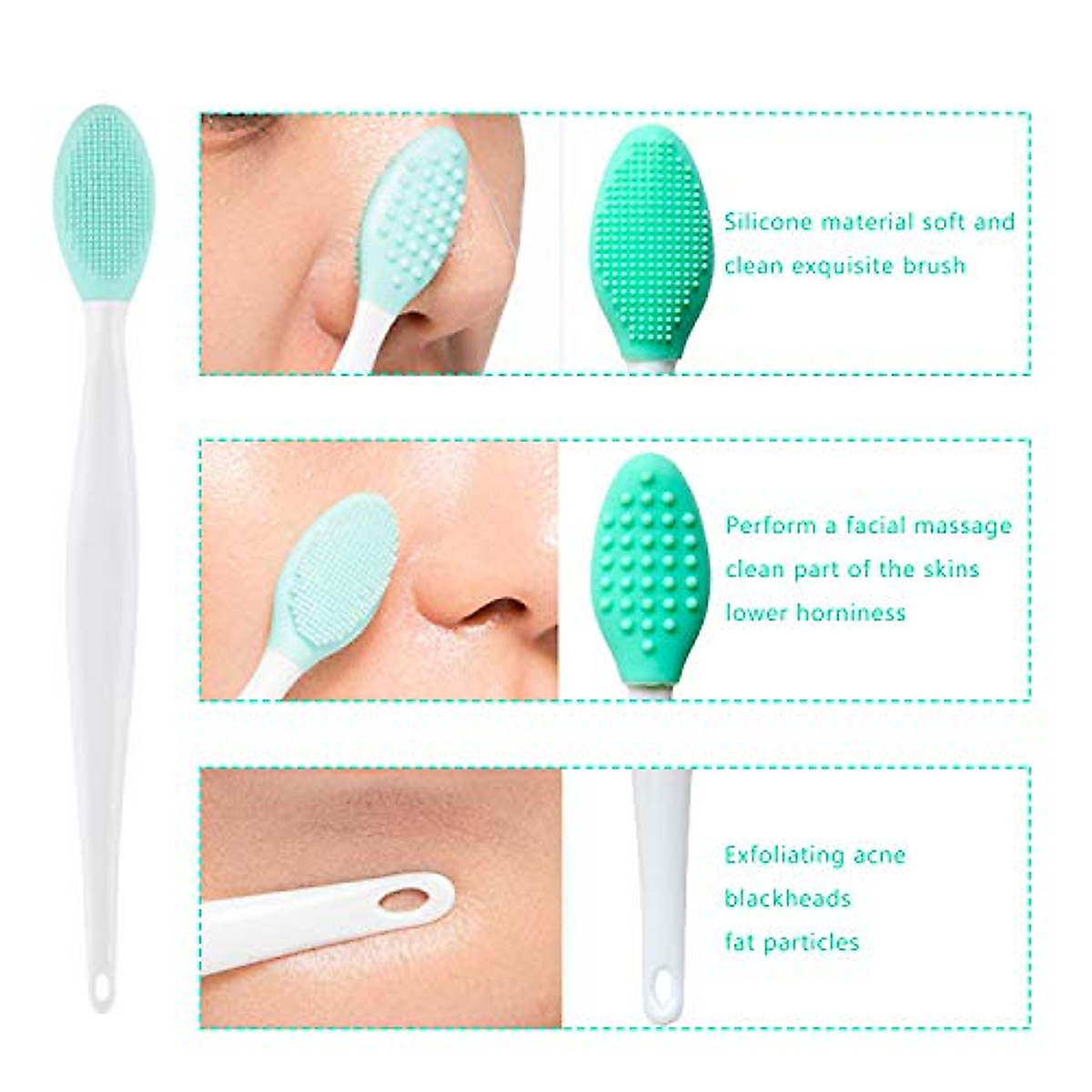 OBSCYON 6 Pieces Soft Silicone Face Scrubber Facial Cleansing Brush Pore Cleansing Pad, Lip Exfoliator Brush, Silicone Face Mask Brush for Skin Care
