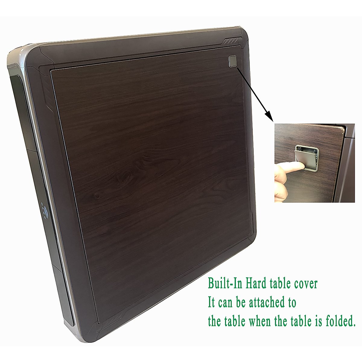 USA MJ Table Automatic Mahjong Mah jongg Table 36mm American Mahjong Numbered Tiles Foldable Style with 2 Sets of Tiles + 4 Racks Built-in Hard Table Cover