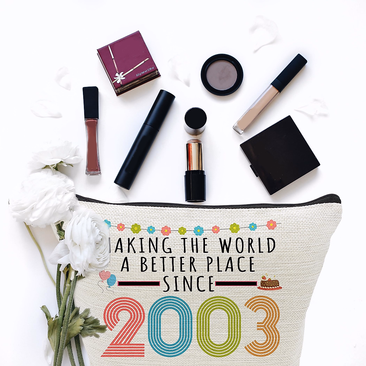 21st Birthday Gifts for Women, Funny 21 Year Old Gift Makeup Bag, 2003 21st Birthday Makeup Bags for Her, Mom, Aunt, Wife, Sister, Coworker, Friend, Making The World a Better Place Since 2003
