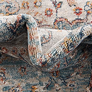 Unique Loom Newport Collection Area Rug - Elms (Oval 5' 3" x 8' 0", Blue/Ivory)