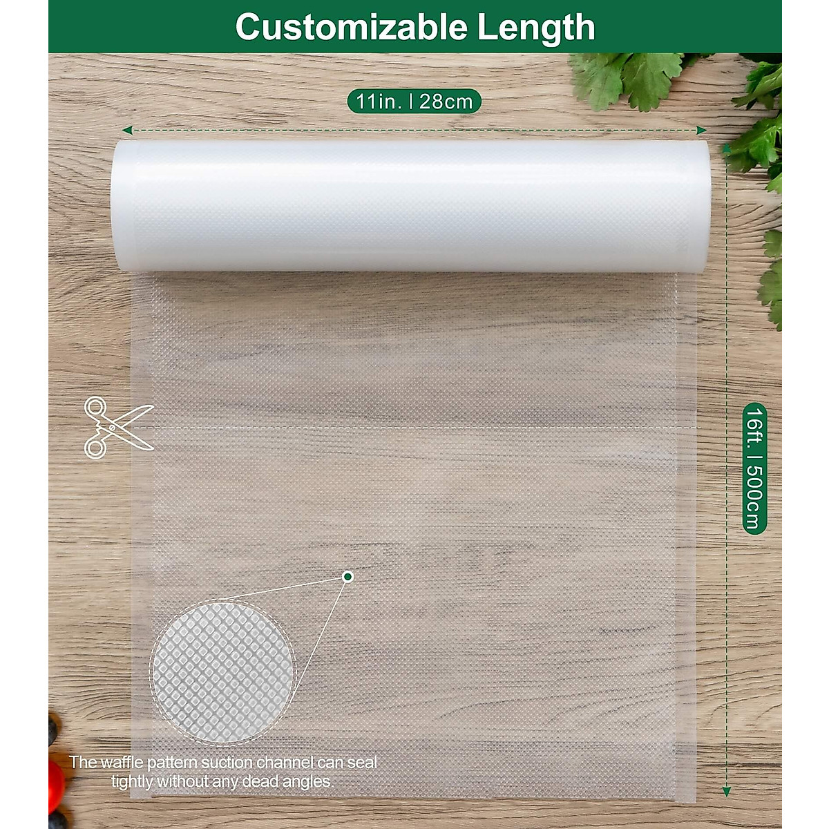UTILIMATES Vacuum Sealer Bags for Food, BPA-free Puncture Prevention Heavy Duty Vacuum Sealer Bags Rolls 11 Inch 16 Feet 3-pack, Ideal for Custom Fit Food Saver, Seal a Meal, or Sous Vide
