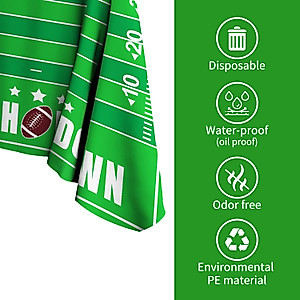 Gatherfun Football Theme Party Disposable Tablecloth Plastic Touchdown Table Cover for Birthday Party Football Tailgate Decoration 1 Pack 54 X 108Inch
