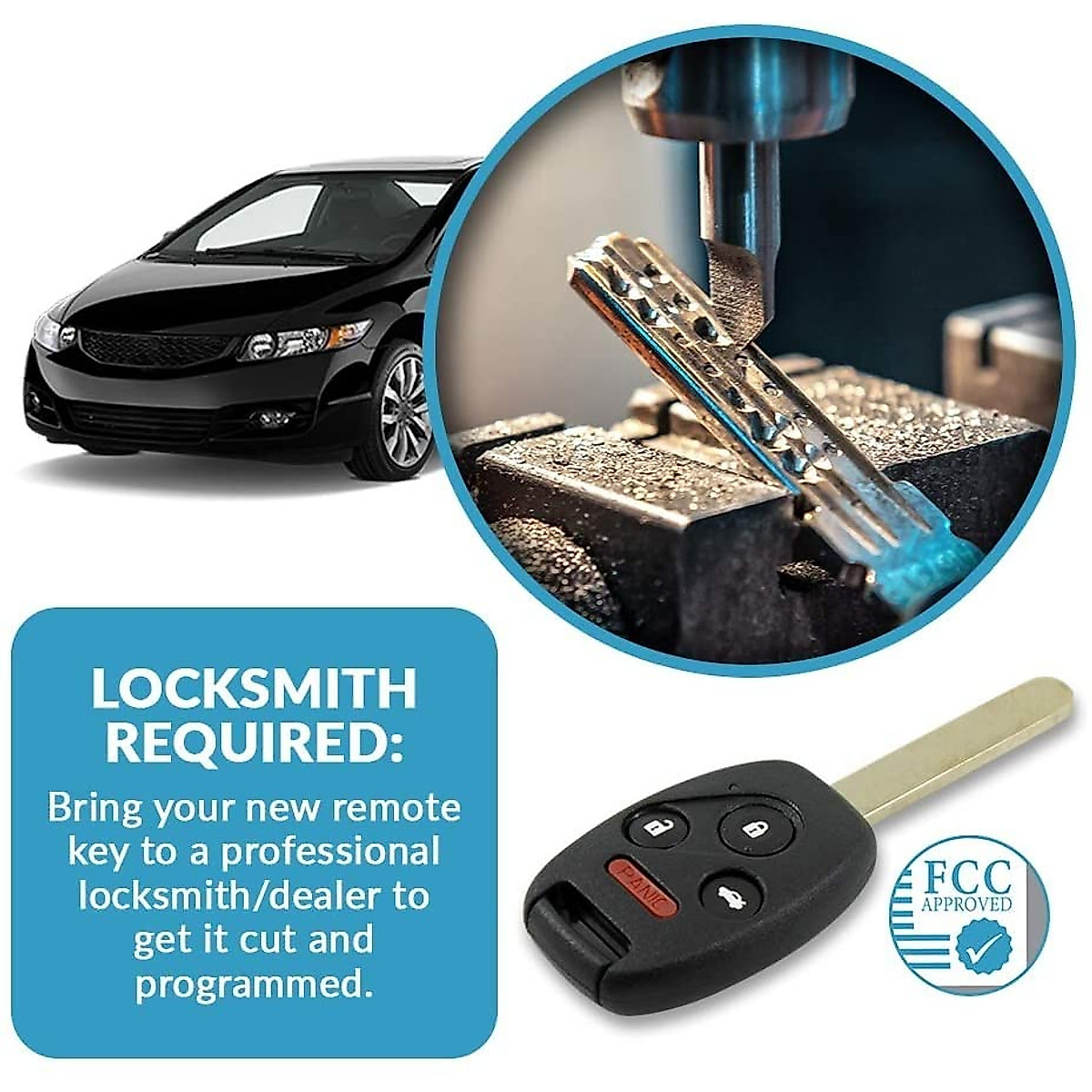 [1 PCS]Doiplent N5F-S0084A Key Fob Replacement Keyless Entry Remote Control Uncut Ignition Transponder Key for Honda 2006-2013 Civic EX EX-L SI