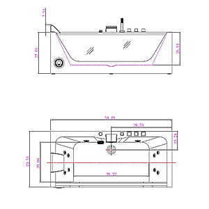 Empava Acrylic Whirlpool Bathtub Hydro-massage Soaking SPA Chromatherapy Jets Tub 59JT408