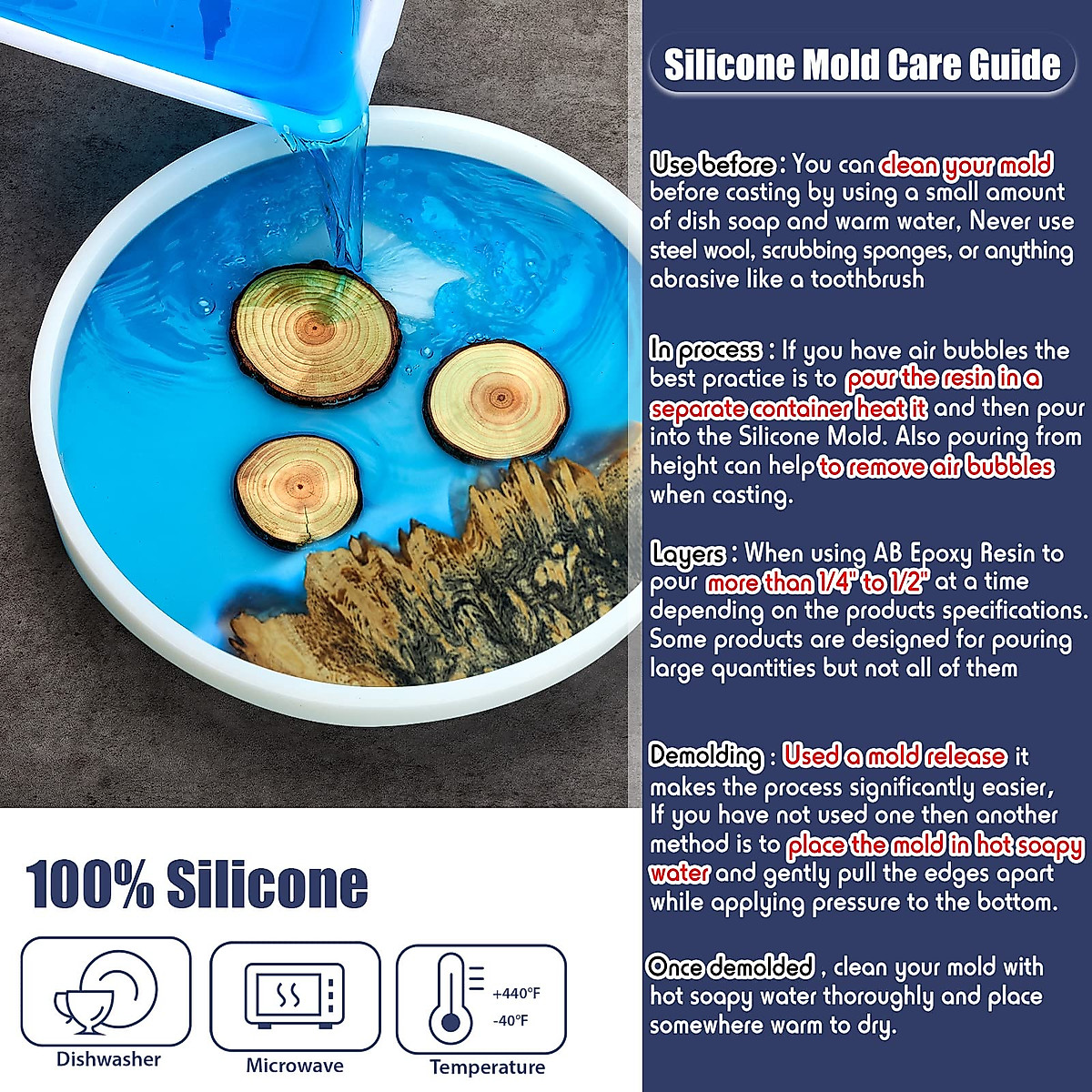 Large Charcuterie Board Resin Mold Tray Mold Resin Table Mold Epoxy Table Mold for River Table, Charcuterie Board, Cutting Board, DIY Art Home Decoration (23.62 x 23.62 x 0.39 Inches)