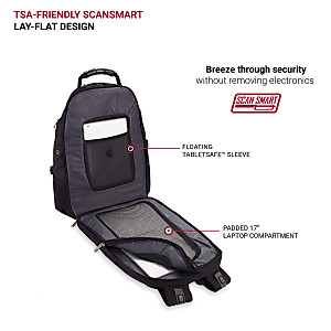 SwissGear 5977 ScanSmart Laptop Backpack, Black, 17-Inch