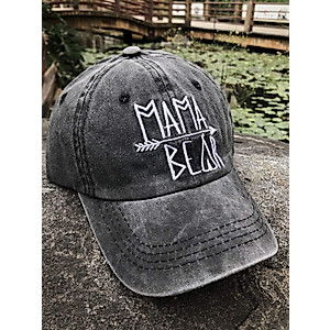 Waldeal Women's Embroidered Mama Bear Hat Vintage Distressed Baseball Dad Cap Black