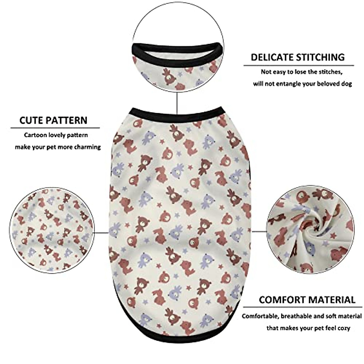 Katenpid Pet Shirts Printed Puppy Shirts Dog Sweatshirt Cute Dog Clothing Cotton Dog Pullover Soft Shirt for Pet Dogs Cats (X-Large, Bear)