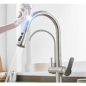 Touch Filter Kitchen Faucets Solid Brass Pull Out Kitchen Mixer Tap Dual Handle Hot Cold Water Taps Sensor Kitchen Faucet
