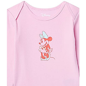 Amazon Essentials Disney | Marvel | Star Wars | Princess Baby Girls' Long-Sleeve Bodysuits, Pack of 5, Minnie Rainbow Chaser, 18 Months