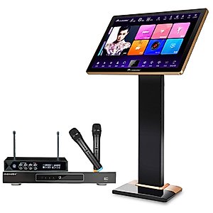 InAndon KV-V5 Pro Karaoke Player, 22'' Capacitive Touch Screen Intelligent Voice Keying Machine Online Movie Dual System Coexistence Real-time Score (KV-V5 Pro+6TB HD with 22" Touch Screen)