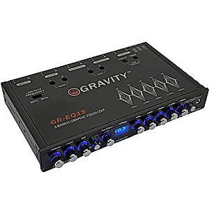 Gravity EQ15 1/2 Din Five Equalization Bands Car Audio Equalizer EQ Front, Rear +Master Volume Control with up to 9 Volts RMS of Output/Three Stereo RCA Output
