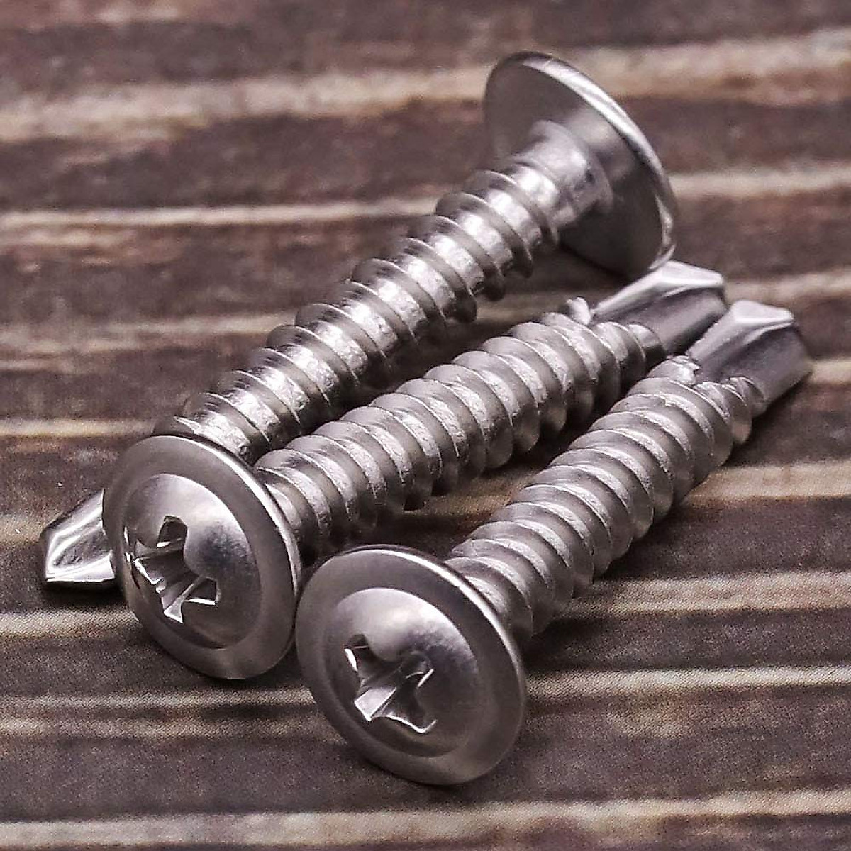 (50 pcs) #10 x 1-1/4" Stainless Wafer Head Self Drilling Screw, Modified Truss Head Self Driller, Phillips Drive Sheet Metal Tek Screws, 410 Stainless Steel, #2 Drilling Point, Dovetail