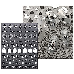 JMEOWIO 9 Sheets Daisy Flower Line Nail Art Stickers Decals Self-Adhesive Pegatinas Uñas Spring Summer Floral Nail Supplies Nail Art Design Decoration Accessories