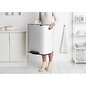 Brabantia Bo Step On Pedal Trash Can, 1 Inner Bucket (16 Gal), White