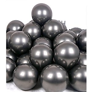 AULE Black Metallic Balloons 12 inch 50 Pcs Black Latex Balloons Chrome Helium Shiny Thicken Balloon Perfect Party Decoration for Happy Birthday Bridal Shower Graduation