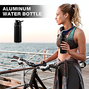 Gandeer 10 Pcs Aluminum Water Bottle 17 Oz Reusable Bike Snap Lid Metal Water Bottle Lightweight Portable Sports Leak Proof Gym for Travel Camping Hiking(Black)