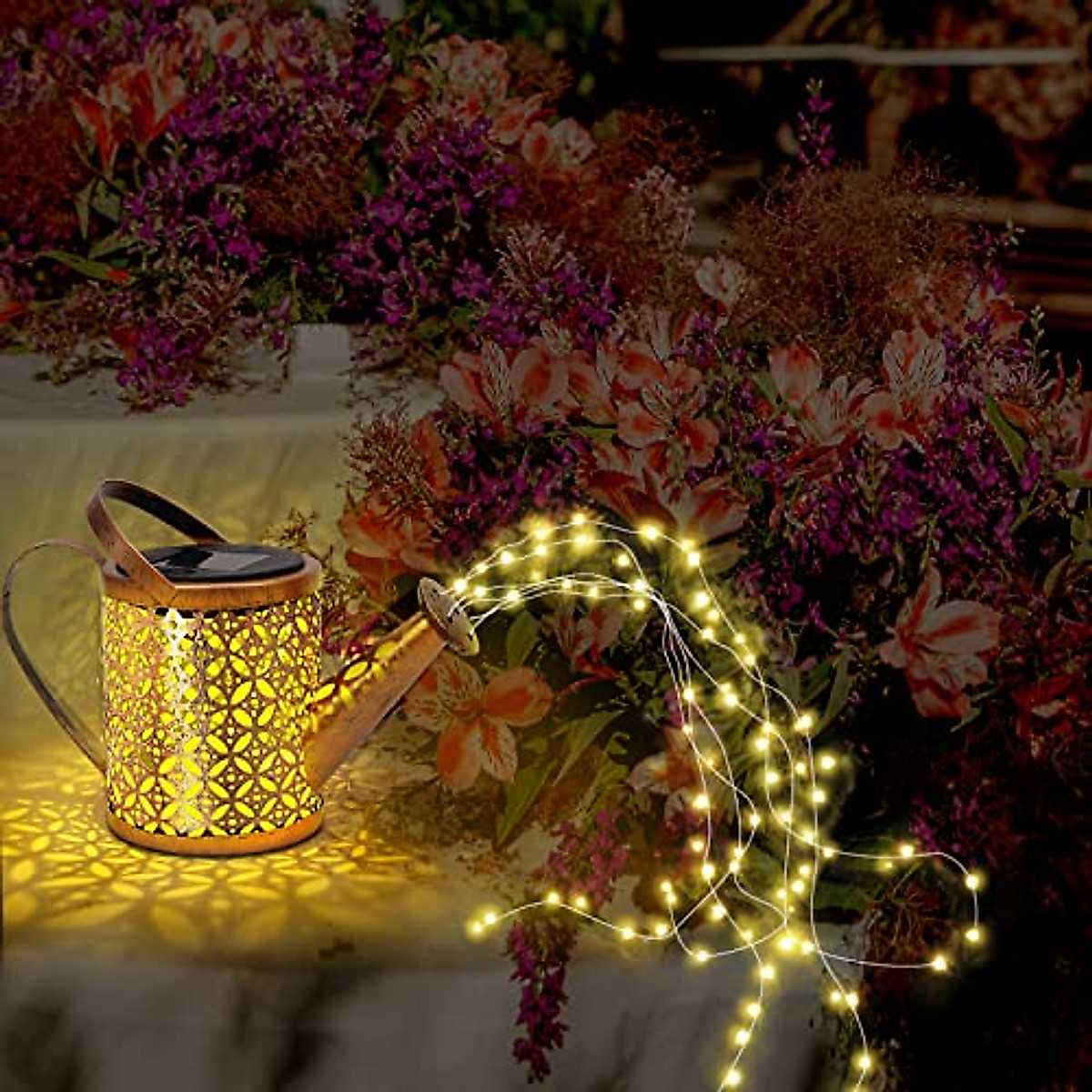 Outdoor Solar Watering Can Lights with holder, Solar Garden Lights, Metal Solar Lanterns Waterproof Garden Decor String Lights,Hanging Solar Lights for Yard Landscape,Pathway,Lawn,Patio,Walkway,Party
