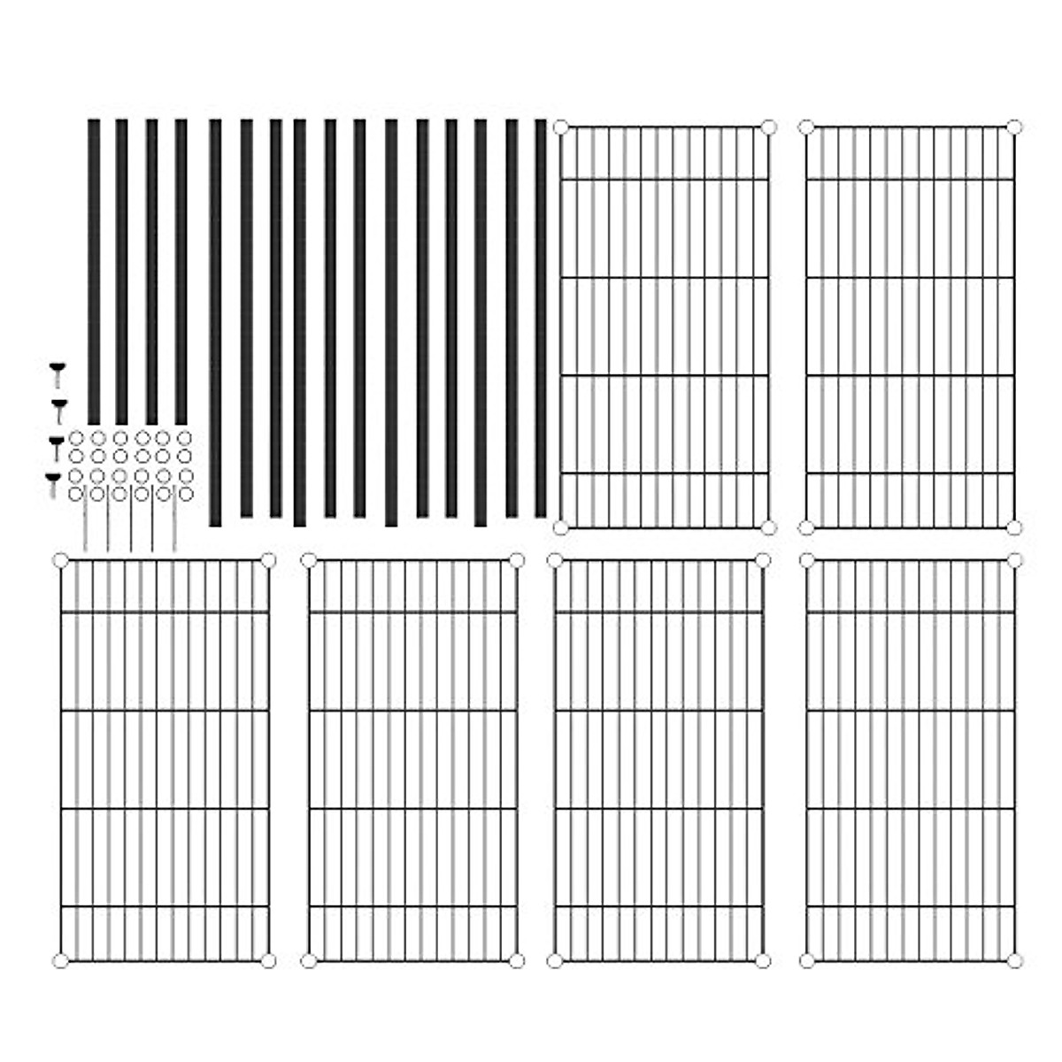 BATHWA 6-Tier Metal Wire Rack, Free Standing Shelving Unit, Adjustable Heavy Duty Storage Shelves for Kitchen Organization, with Leveling Feet and Stainless Side Hooks, Black