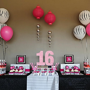 TONIFUL 8 Inch Pink Glitter Number 1 Table Centerpiece 0-9 Pink Birthday Party Decorations,Pink Digit 1 for Birthday,Chrismas,Graduation,Bridal Shower,Valentine's Day,Anniversary Party Supplies