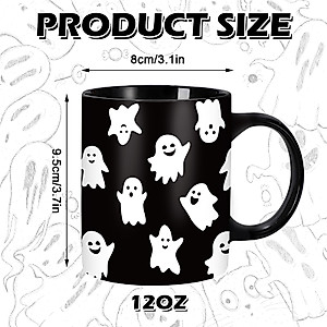 Whaline Halloween Mug 12oz Cute Ghost Coffee Mug Black White Ghost Ceramic Drinking Mugs Halloween Party Cups for Home School Office Table Centerpieces Housewarming Gift Party Supplies