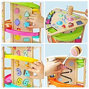 Toddler Toys Wooden Race Track Car Ramp Toys Vehicle Set with 6 Mini Cars & 5 Ramps Educational Cars Toys for 3+ Years Old Ramp Racer Toy Montessori Toys Craft Gift for Toddlers Boys and Girls