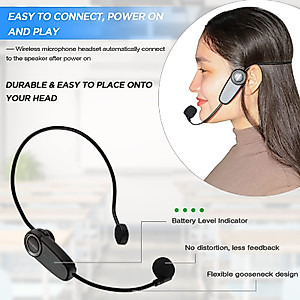 20W Bluetooth Voice Amplifier Wireless Microphone for Teachers, Portable Waterproof Voice Amplifier for Teaching, Speaking, Classroom, Personal Mic Headset and Speaker System M801