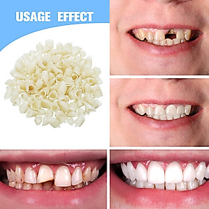 200 Pcs Fake Teeth for Missing Teeth Replacement Repair Kit Tooth Veneer Crown Tooth Replacement it Yourself Front Teeth Dental Veneer with Thermal Beads for Holiday Cosplay