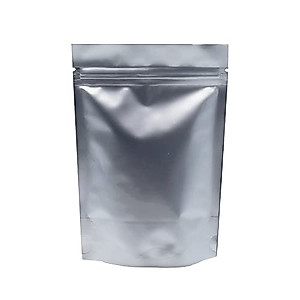 100 Pieces Small Silver Pure Aluminum Foil Stand Up for Zip Mylar Bags Lock Long Term Food Storage Resealable Zipper Lock Bag Heat Seal Airtight Packaging Pouch 3.5x5.1 inch