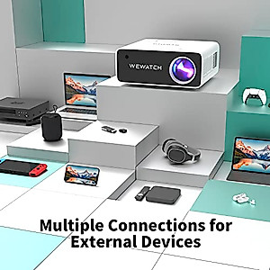 4K 400 ANSI 18500Lm Projector with WiFi and Bluetooth, White Noise Machine, WEWATCH V51P 4K Support 5G WiFi Bidirectional Bluetooth, Home Theater Movie Projectors Compatible with TV Stick iOS Android