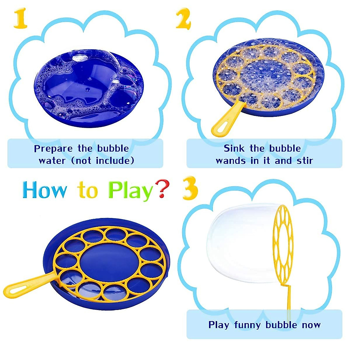 B bangcool Big Bubble Wands Set: Large Bubble Maker, Giant Bubble Wand Bubbles Maker with Tray Bubble Sticks for Kids