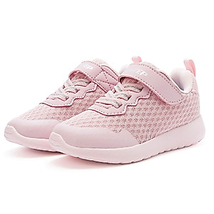 Weestep Little Kid Boys and Girls Lightweight Hook and Loop Running Sneaker, Pink, 2 Little Kid
