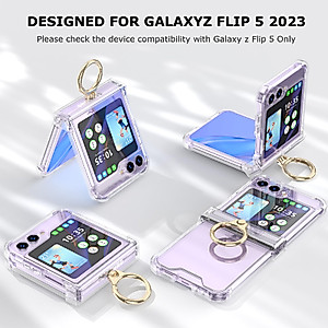 Galaxy Z Flip 5 Case with Hinge Protection Clear Samsung Flip 5 Case with Kickstand for Samsung Galaxy Z Flip 5 5G (2023) - Clear