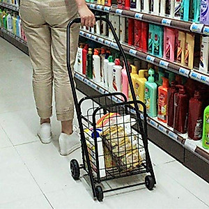 FLOYINM Folding Shopping Cart, Stair Climbing Cart Trolly Grocery Laundry Utility Cart with Wheel Removable Waterproof Canvas Bag (Color : D)