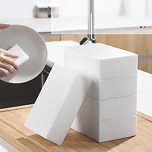 Magic-Sponges Cleaning Eraser, 100 Pack Melamine Sponge Foam Pads, Multi-Functional Household Cleaning Kitchen Dish Sponge for Furniture,Bathroom,Bathtub, Sink,Floor, Baseboard, Wall Cleaner White